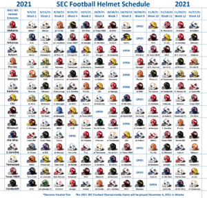 2021 SEC Football Helmet Schedule - SEC Football Online