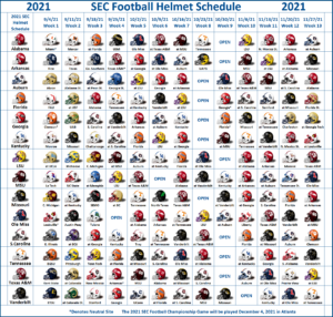 2021 SEC Football Helmet Schedule - SEC Football Online